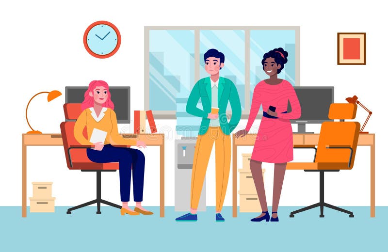 Composition People Communicate in Office, Group Colleagues ...