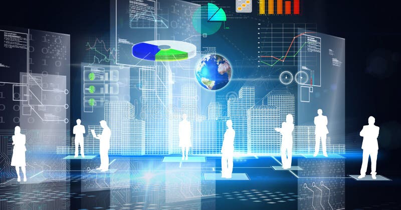 Composition of People Icons Over Digital Data Processing Stock ...