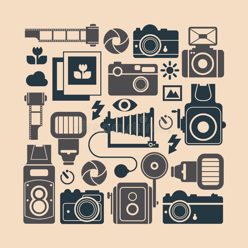 Composition with Photography Symbols. Stock Vector - Illustration of ...