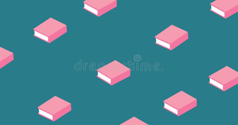 Composition of Pink Books Floating on Mid Blue Background Stock ...