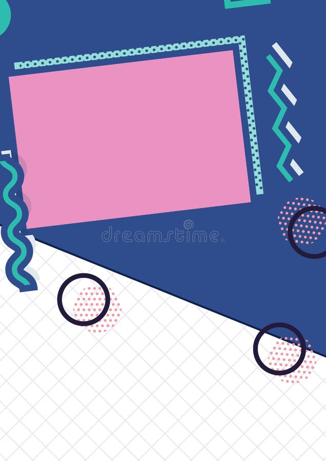 Composition of Pink Rectangle, Geometric Shapes and Patterns on Divided ...
