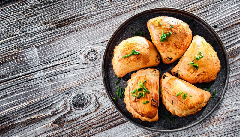 Composition with a Plate of Oven-baked Pierogi Stock Image - Image of ...