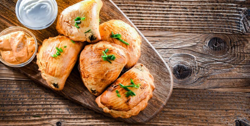 Composition with a Plate of Oven-baked Pierogi Stock Image - Image of ...