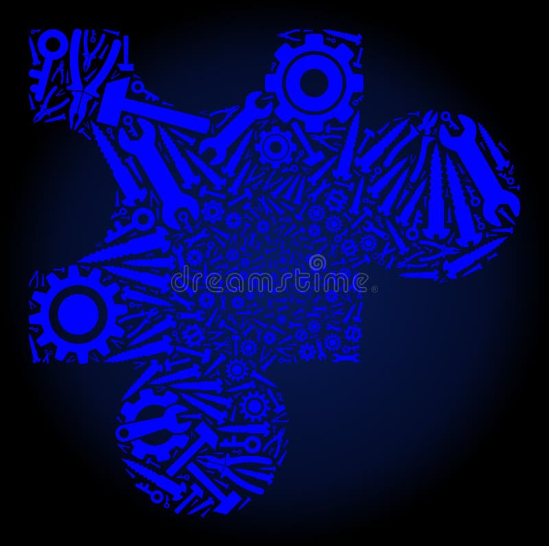 Composition Plugin of Service Tools in Blue Colors Stock Vector ...