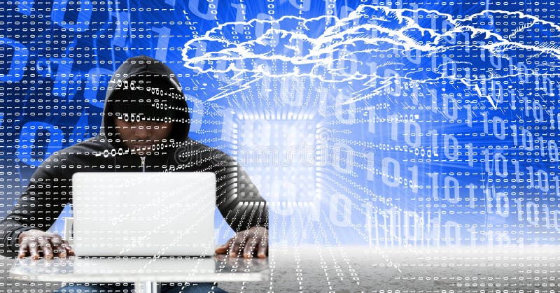 Composition of Processor Over Binary Coding and Hacker with Laptop ...