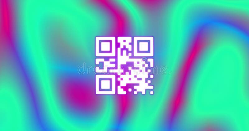 Composition of Qr Code Over Green and Pink Background Stock ...