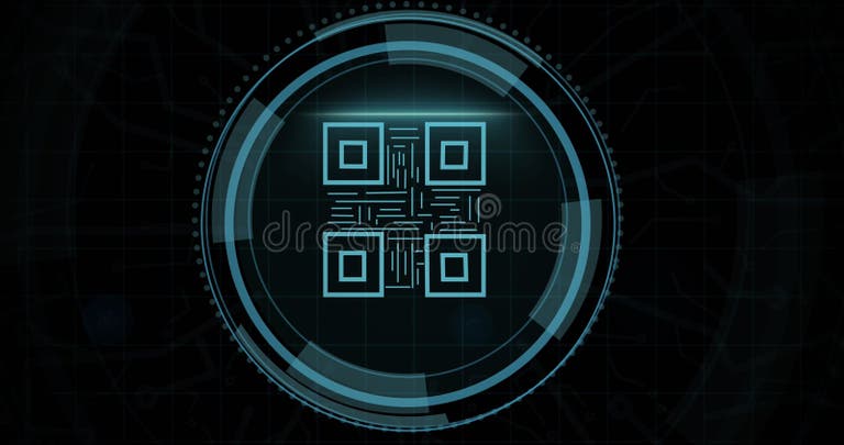 Composition of Qr Code and Scope Scanning on Black Background Stock ...