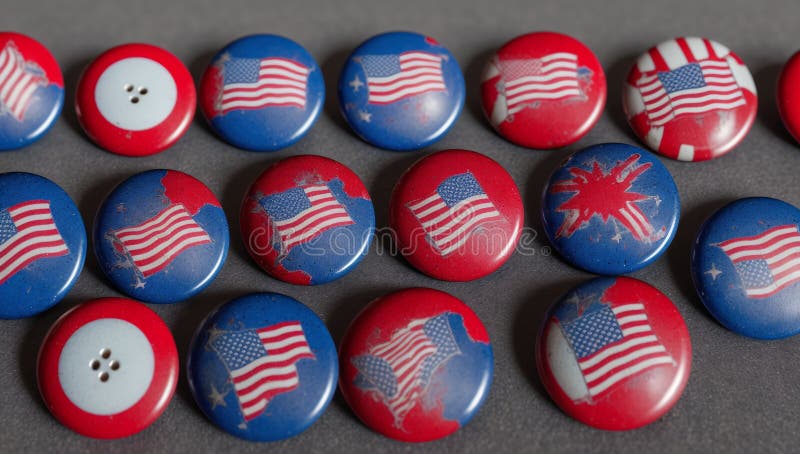 A Composition of a Radiant American Flag Button Set Stock Illustration ...