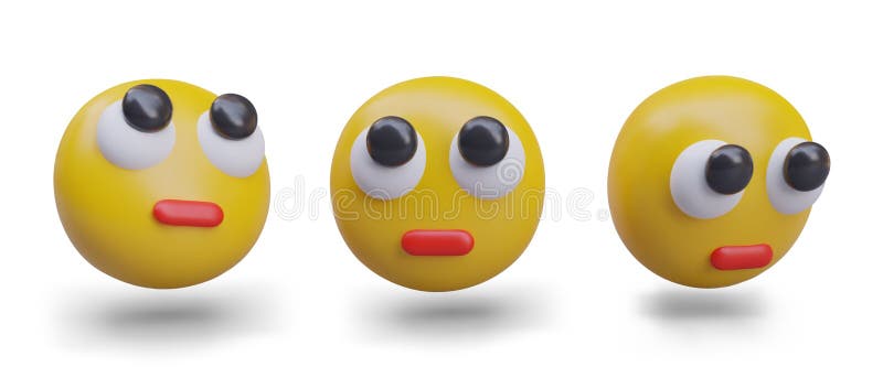 Composition with Realistic Yellow Face in Different Positions Stock ...