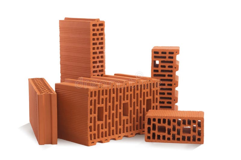 Composition of Red Bricks Ceramic Blocks on a White Background Stock ...