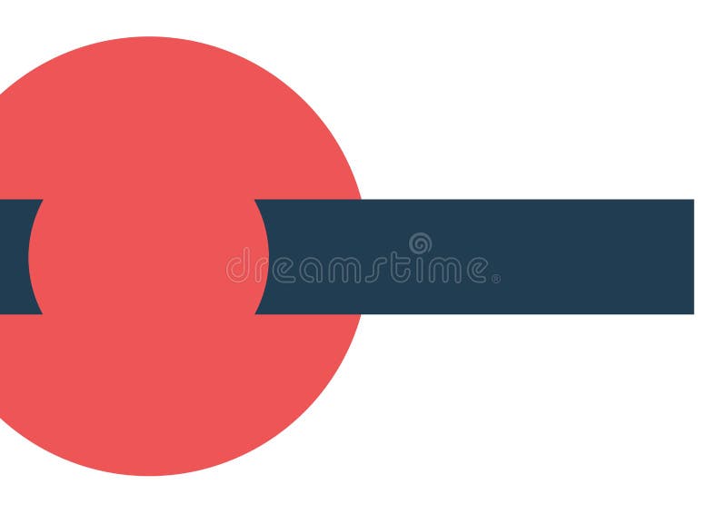 Composition of a Red Circle and Black Band on White Background Stock ...