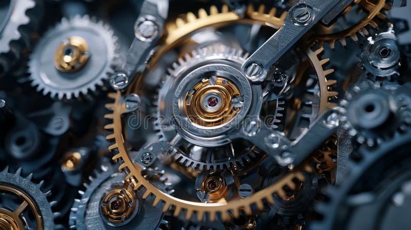 Composition Reveals Close Up View Multiple Mechanical Gears and ...