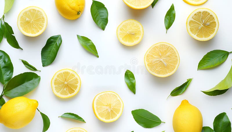 Composition with Ripe Lemons on White Background Stock Image - Image of ...