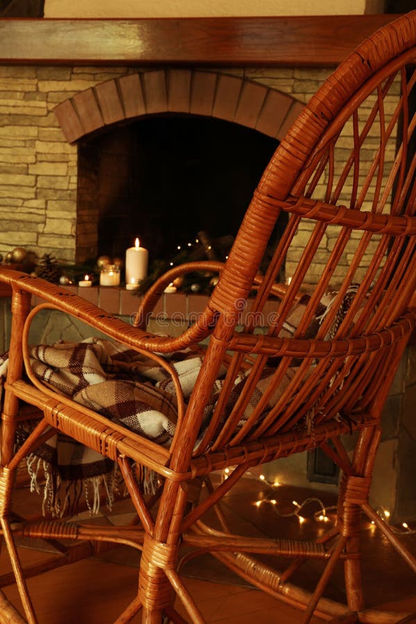 Composition with Rocking Chair in Cozy Winter Evening Stock Image ...
