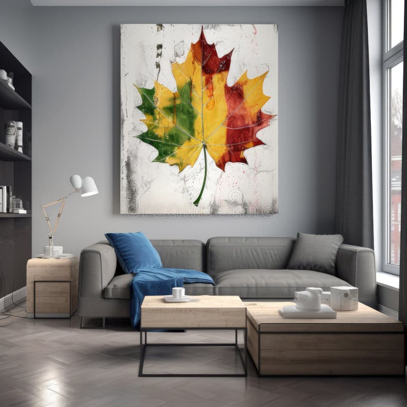 Composition of the Room and the Maple Leaf Pattern. Stock Photo - Image ...
