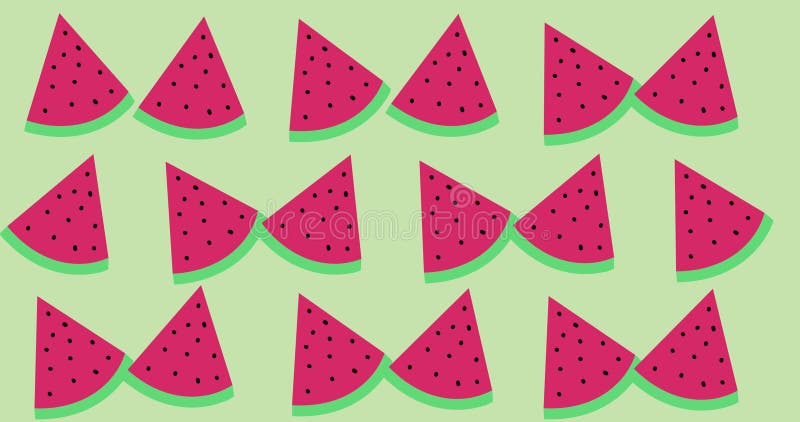 Composition of Rows of Watermelon Slices on Green Background Stock ...