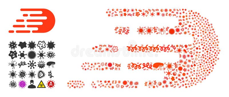 Composition Rush Effect Icon of Flu Microbes Stock Vector ...