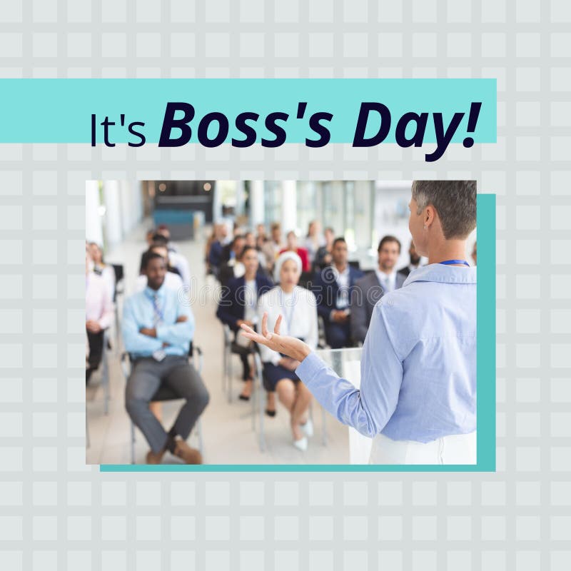 Composition of it S Boss S Day Text Over Diverse Business People on ...
