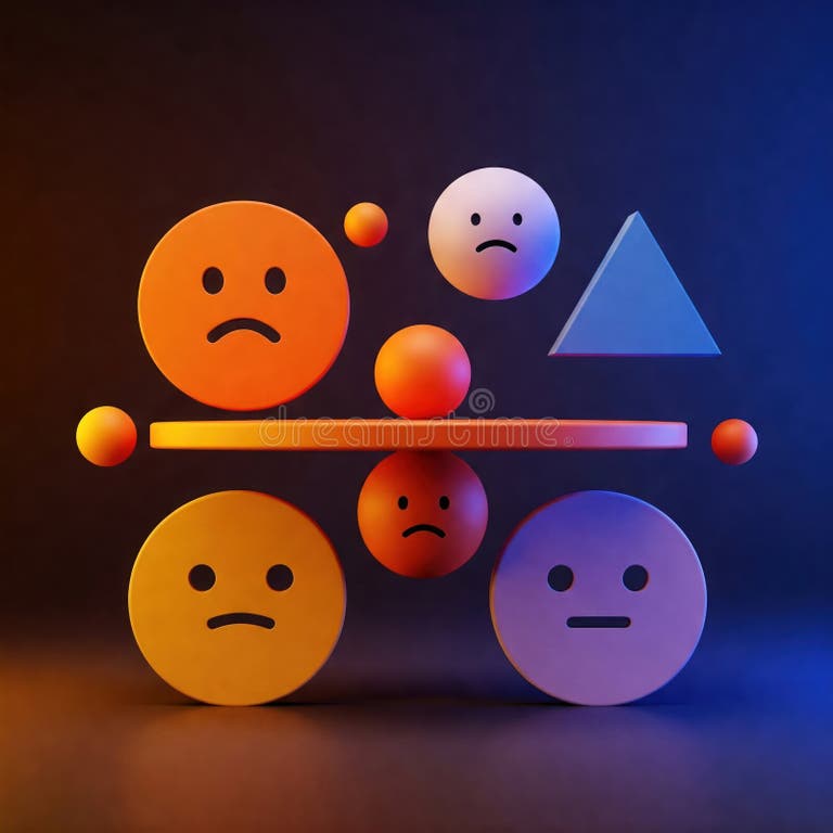 A Composition of Sad Faces and Figures in Balance. Stock Image - Image ...