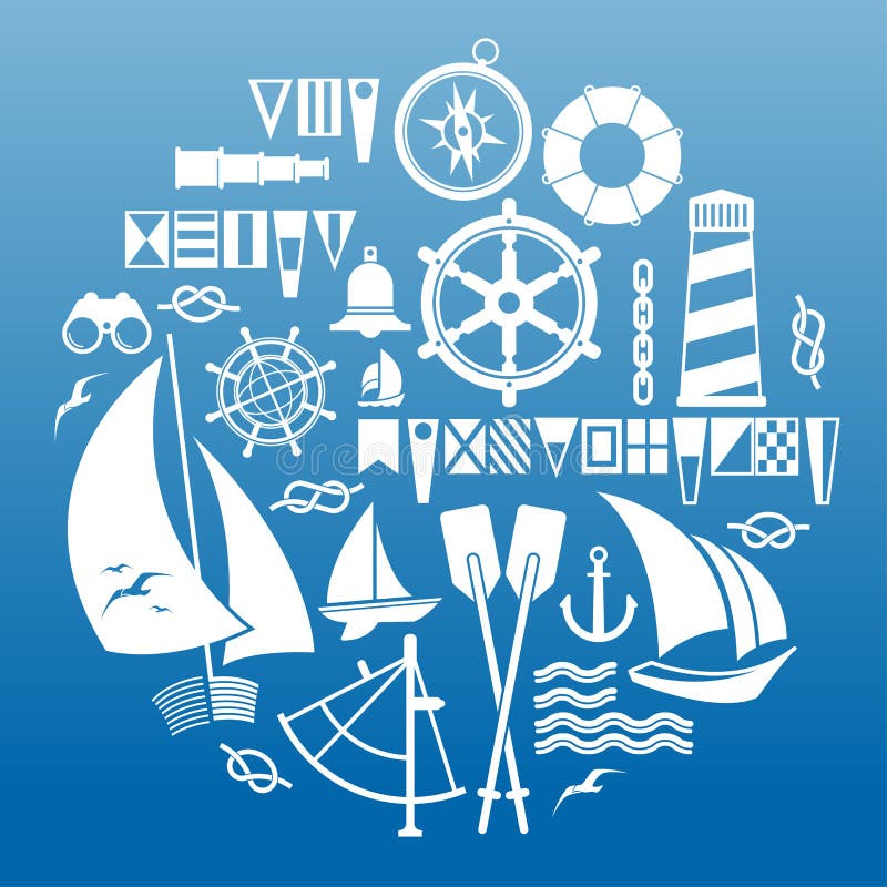 Composition with Sailing Symbols Stock Vector - Illustration of anchor ...