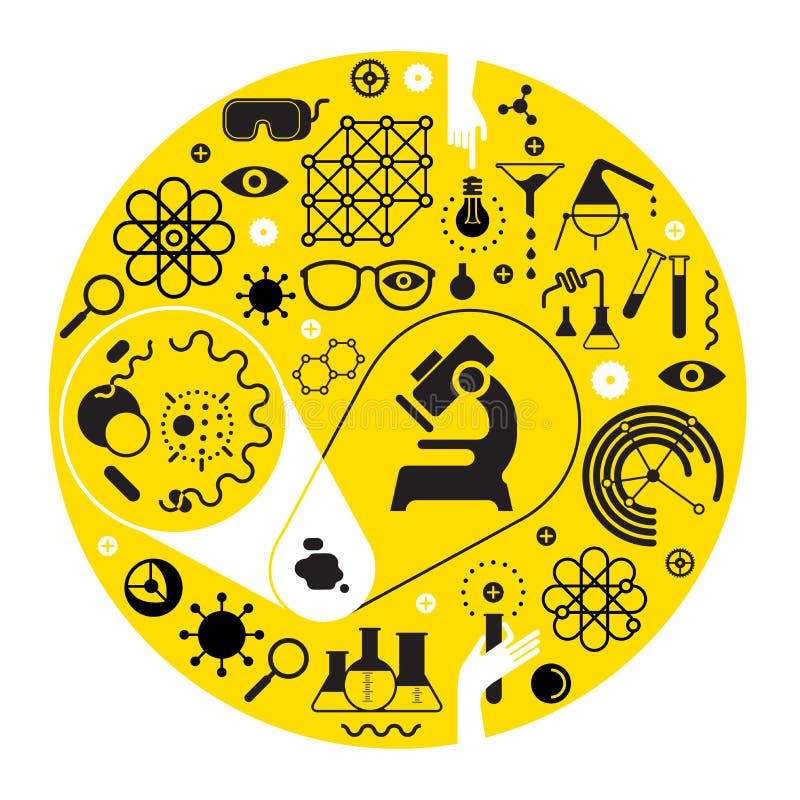 Composition with Science Symbols. Stock Vector - Illustration of circle ...
