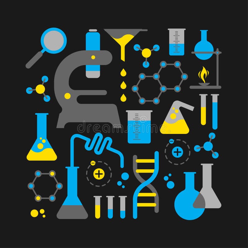 Composition with Science Symbols. Stock Vector - Illustration of glass ...