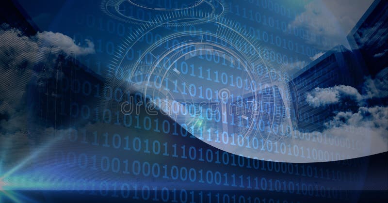 Composition of Scope Scanning and Binary Coding with Computer Servers Stock Photo - Image of ...