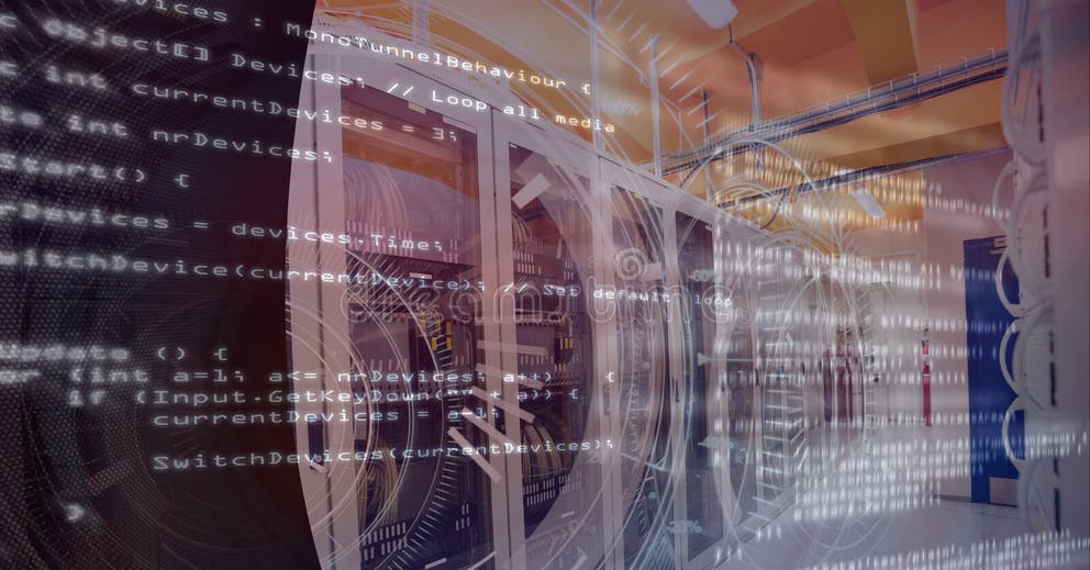 Composition of Scope Scanning and Data Processing with Computer Servers Stock Photo - Image of ...