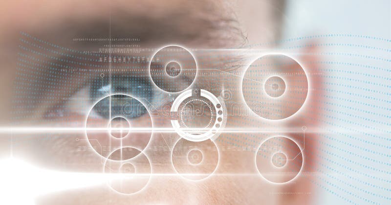 Composition of Scope Scanning Data Processing Over Man S Face Stock ...