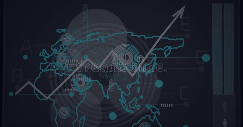 Composition of Scope Scanning and Data Processing Over World Map Stock ...