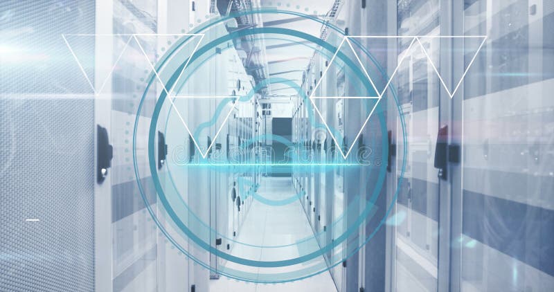 Composition of Scope Scanning with Icon and Shapes Over Server Room ...