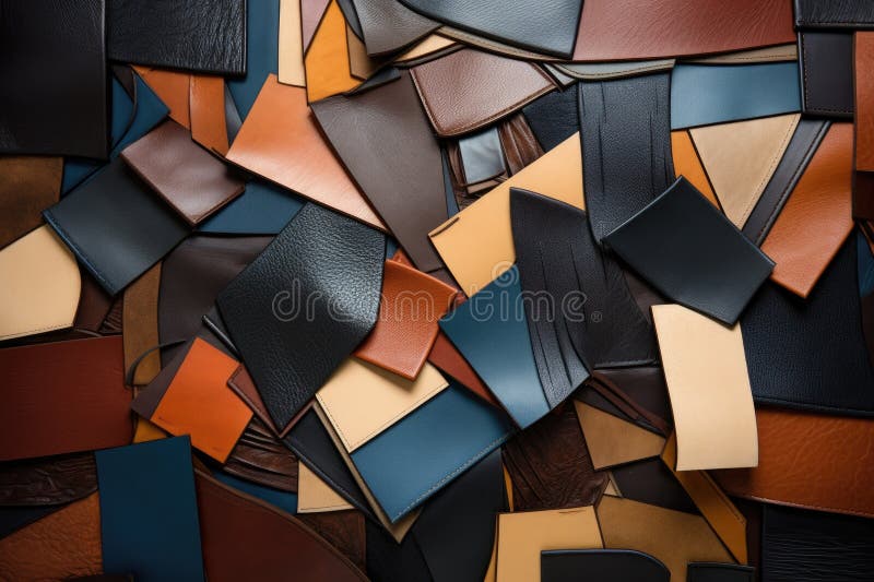 A Composition of Scrap Leather Pieces in Various Shades Stock Photo ...