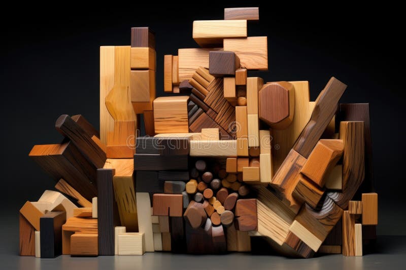 A Composition of Scrap Wood Pieces of Different Shapes and Sizes Stock ...