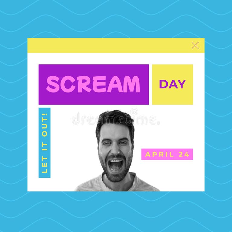 Composition of Scream Day Text Over Caucasian Man Screaming Stock ...