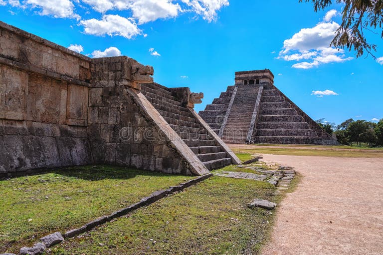 Composition with Serpent Head and Pyramid of Kukulkan, Chichen Itza ...