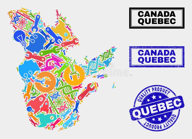Composition of Service Quebec Province Map and Quality Product Seal ...