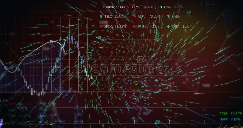 Composition of Shapes and Data Processing Over Black Background Stock ...