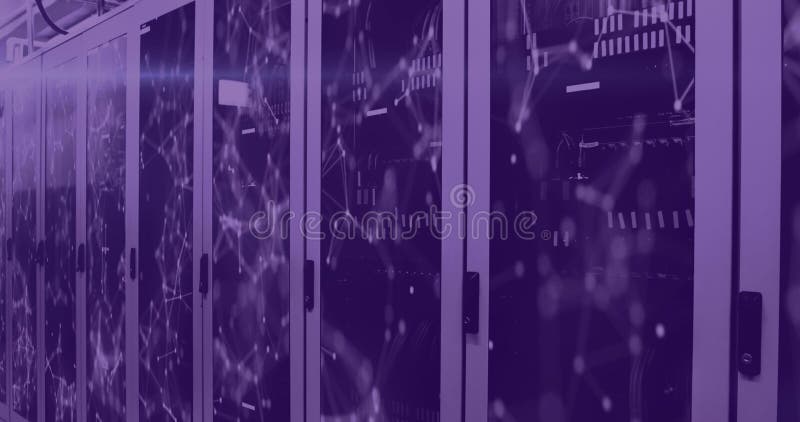 Composition of Shapes and Network of Connections Over Server Room Stock ...