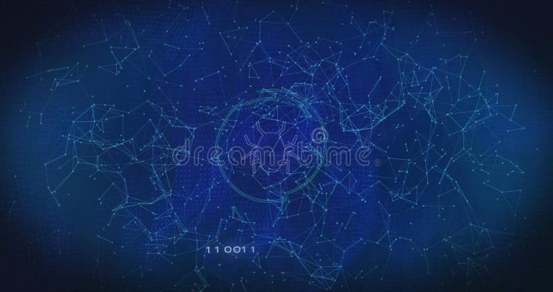 Composition of Shapes and Spots Over Bug Icon on Blue Background Stock ...