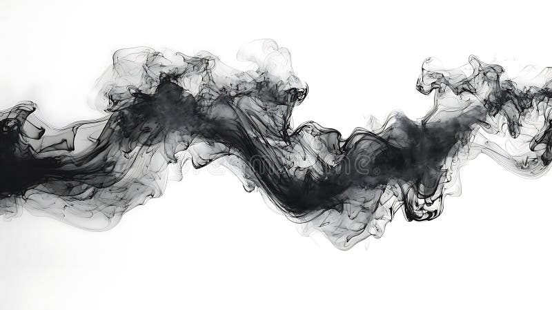 Composition of Sharply Defined Ink Waves Curving Gracefully, Creating ...