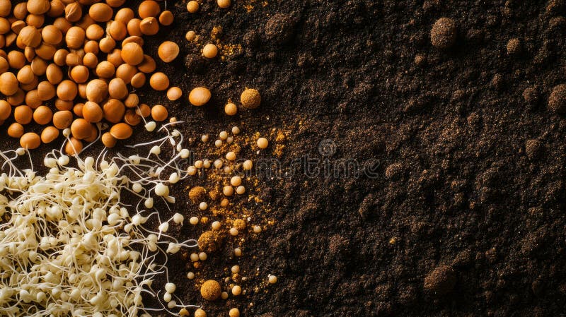 The Composition Showcases an Array of Seeds Alongside Delicate Fresh ...