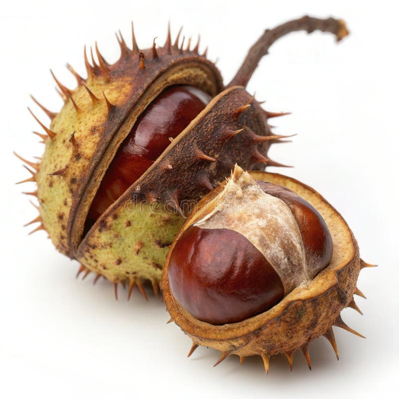 Chestnut with Spiky Outer Shell Isolated on a White Background for ...