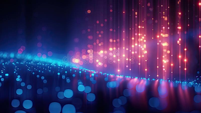 Illuminated Data Visualization Displaying Horizontal Light Columns ...