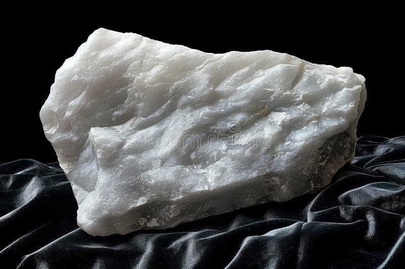 A Detailed View of a Talc Stone Resting on Black Velvet Fabric in Low ...