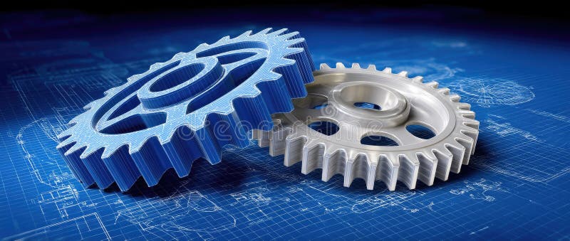 This Composition Showcases Two Gears, One Blue and One Silver, Resting ...