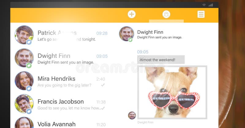 Composition of Social Media Screen with Messages and Digital Icons ...