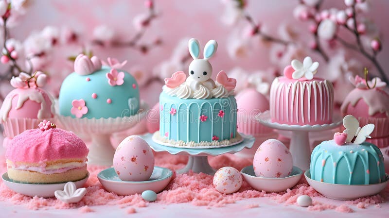 Composition in Soft Pastel Blue Colors with Easter Sweets Stock ...