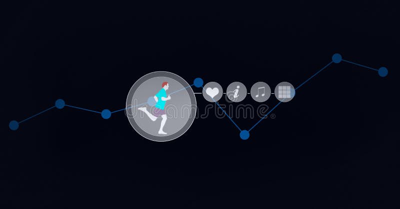 Composition of Sports Icons with Data Processing and Blue Connections ...