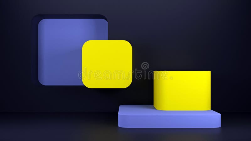 Composition Square with Rounded Corners in the Wall and Pedestal Stock ...
