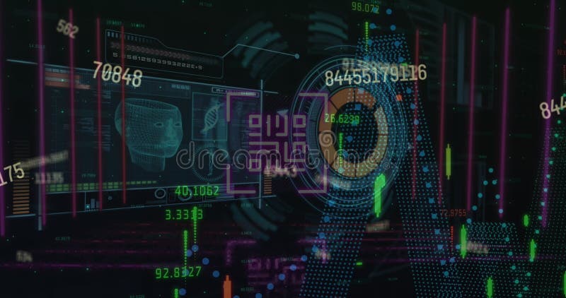 Composition of Statistics, Data Processing with Numbers Over Qr Code Stock Image - Image of ...